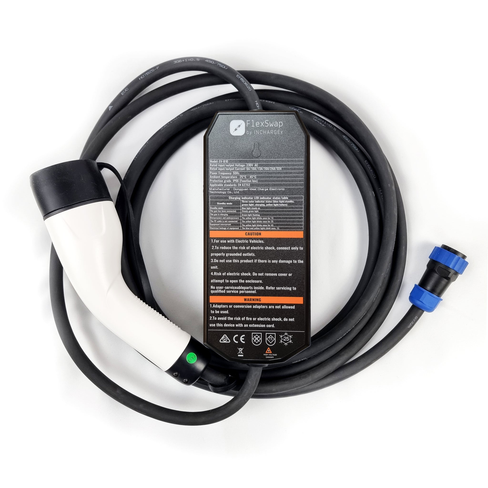 INCHARGEx Swappable Tails 10A | 15A | 32A to Type 2 Portable EV Charger ...