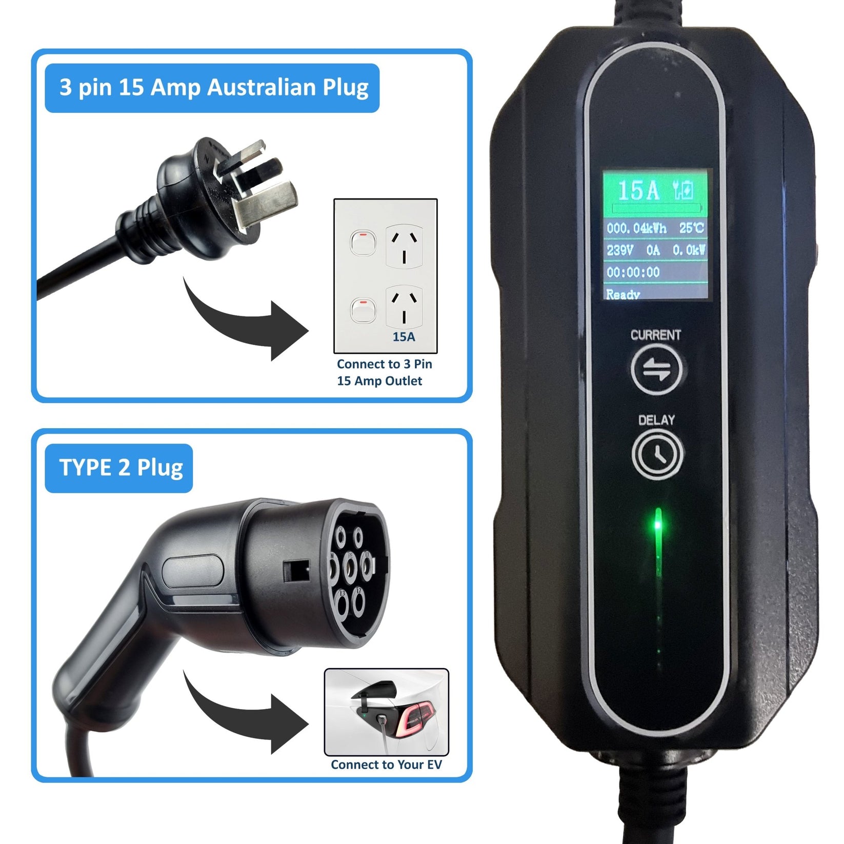 INCHARGEx Portable Backup Travel EV Charger 15 Amp | 3 Pin | 3.4kW | T