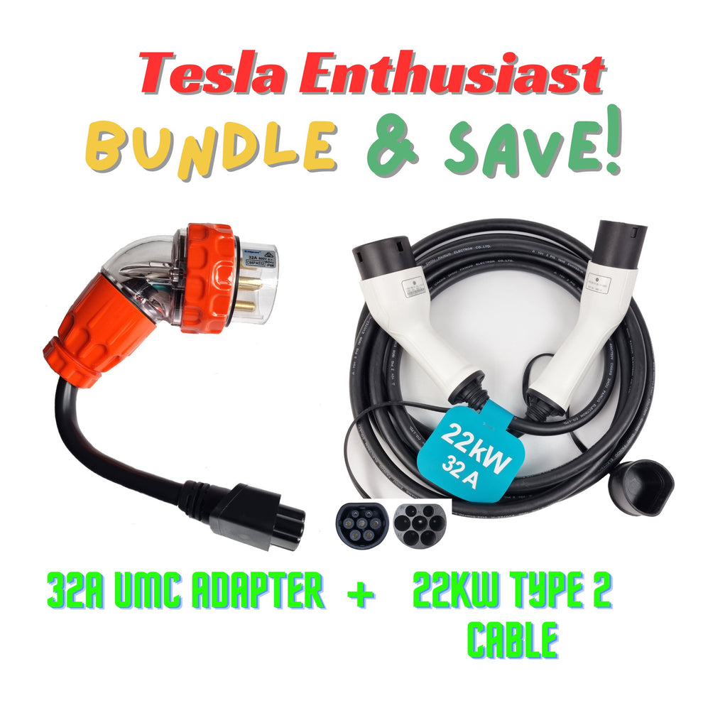 INCHARGEx Tesla Bundle 32A UMC Adapter & 22kW Type 2 to Type 2 Cable