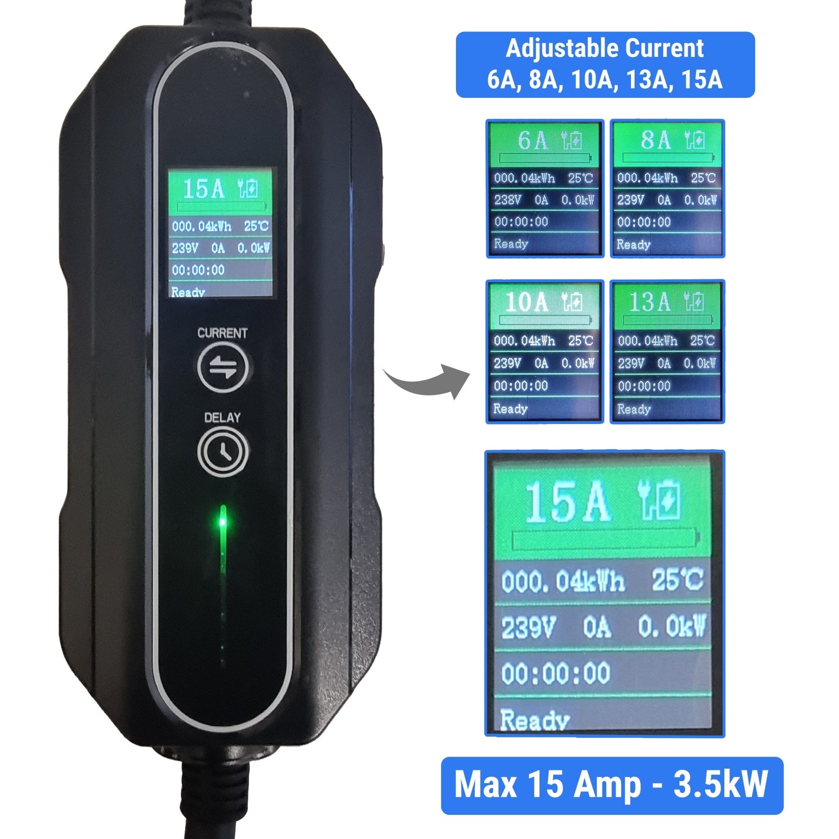 INCHARGEx Portable Backup Travel EV Charger 15 Amp | 3 Pin | 3.4kW | T