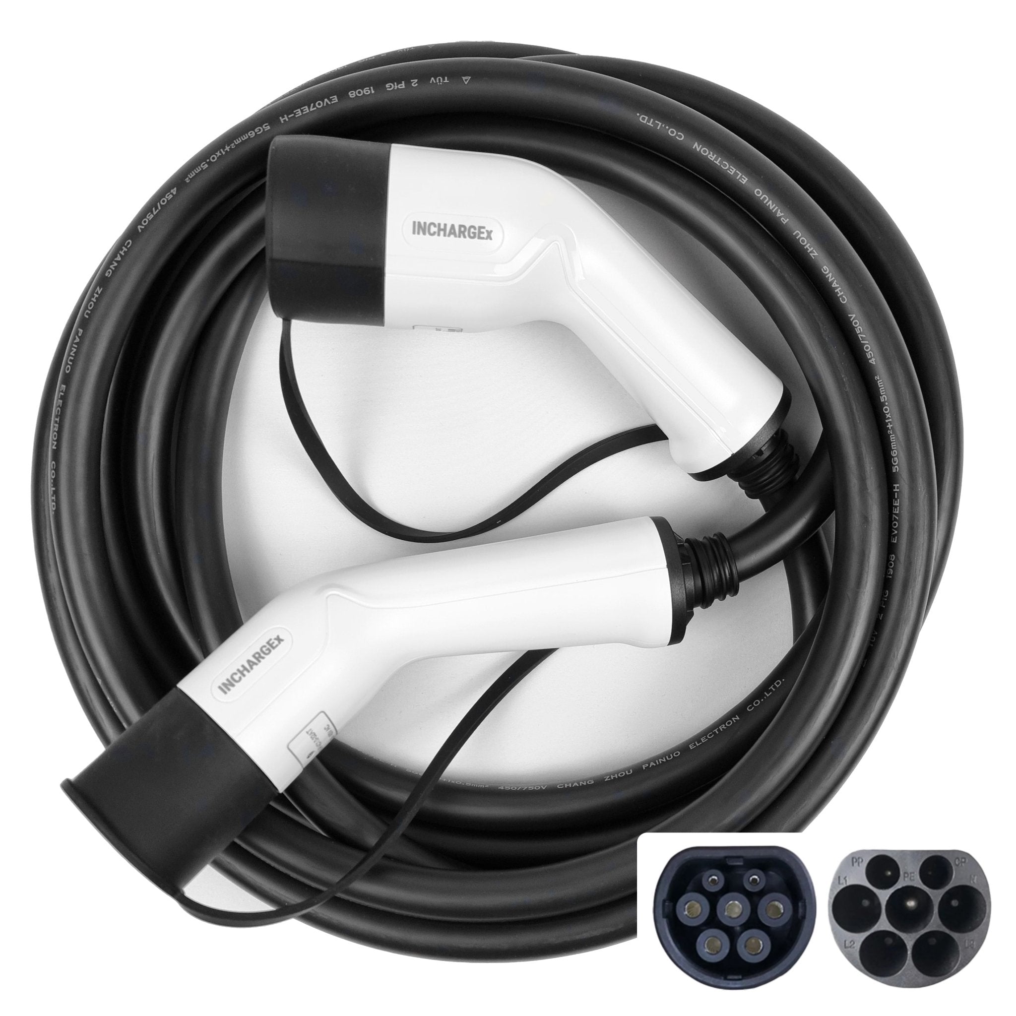 INCHARGEx Premium 22kW | 32A | 3 Phase | Type 2 to Type 2 EV Cable 5.4m